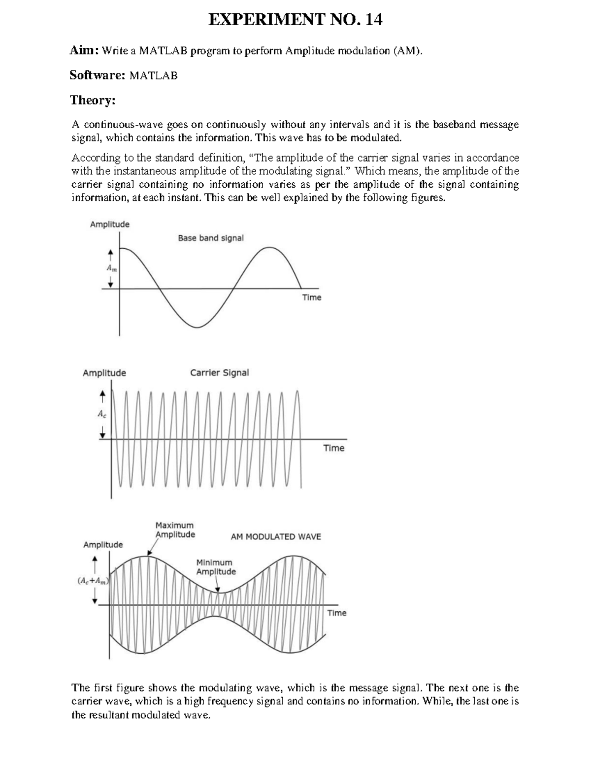 Experiment NO 14 to 18 - Here it is very new - EXPERIMENT NO. 14 Aim: Write a MATLAB program to ...