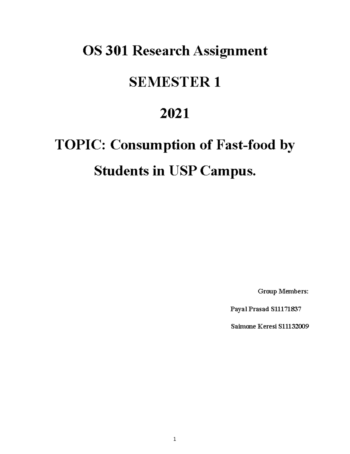 Report write up os301.semester 1 - OS 301 Research Assignment SEMESTER ...