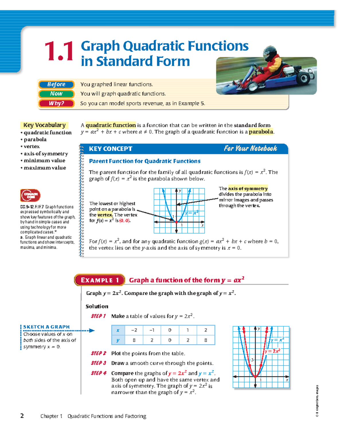 CH 1 Algebra 2 SE Honors Textbook Overview and Key Concepts - x y 1 1 y ...