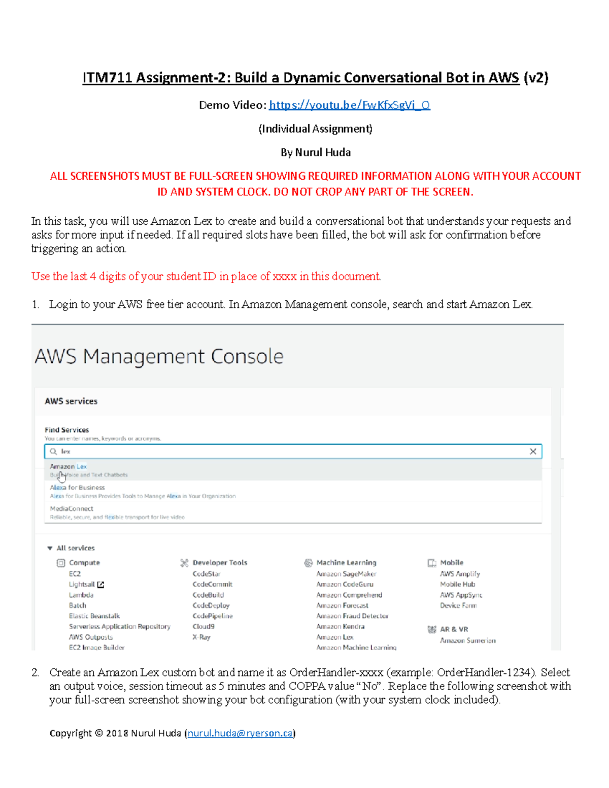Assignment 2-Build a Conversational Bot in AWS - ITM711 Assignment-2: Build a Dynamic ...
