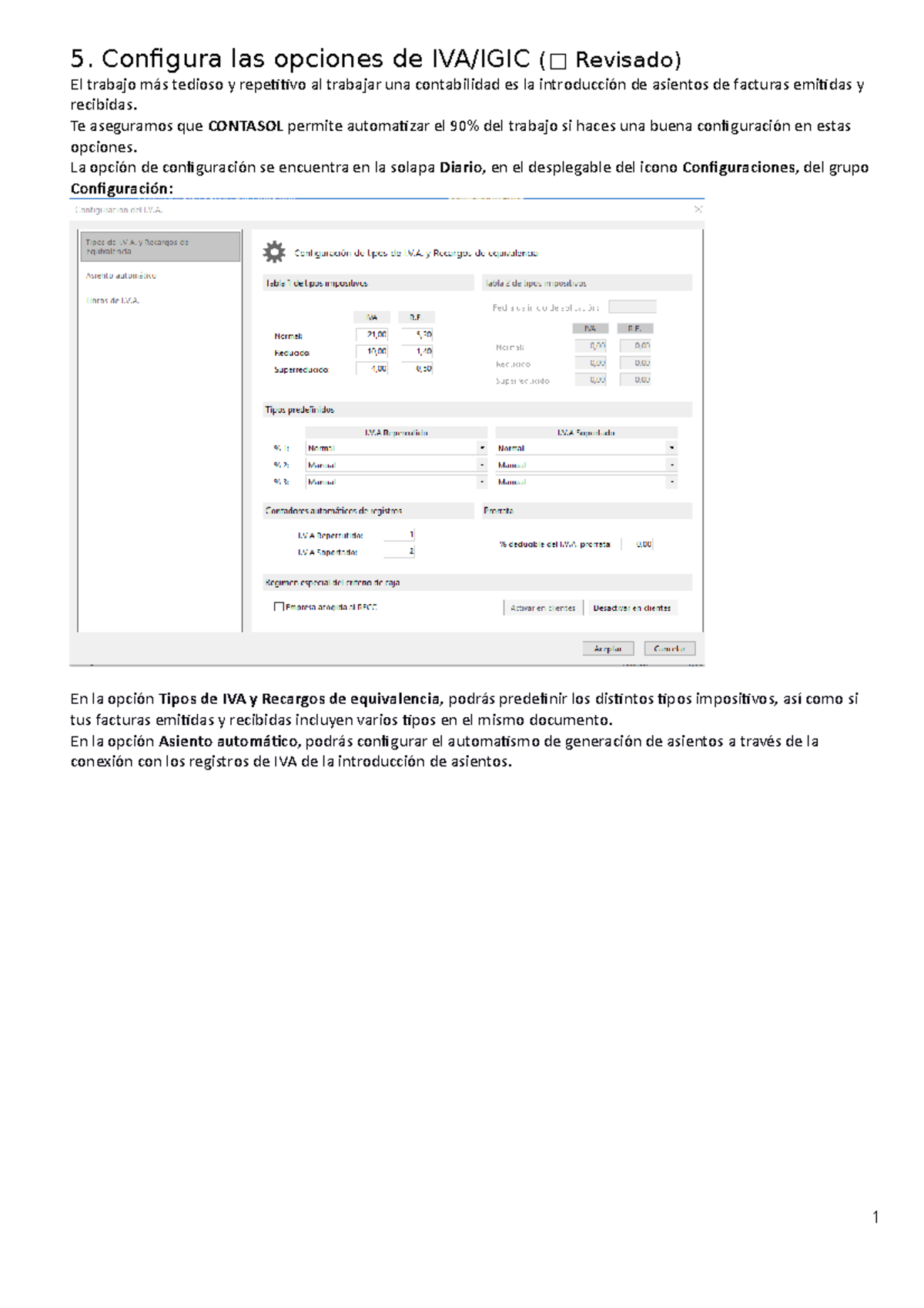 Configurar IVA - IVA - 5. Configura las opciones de IVA/IGIC ( Revisado ...