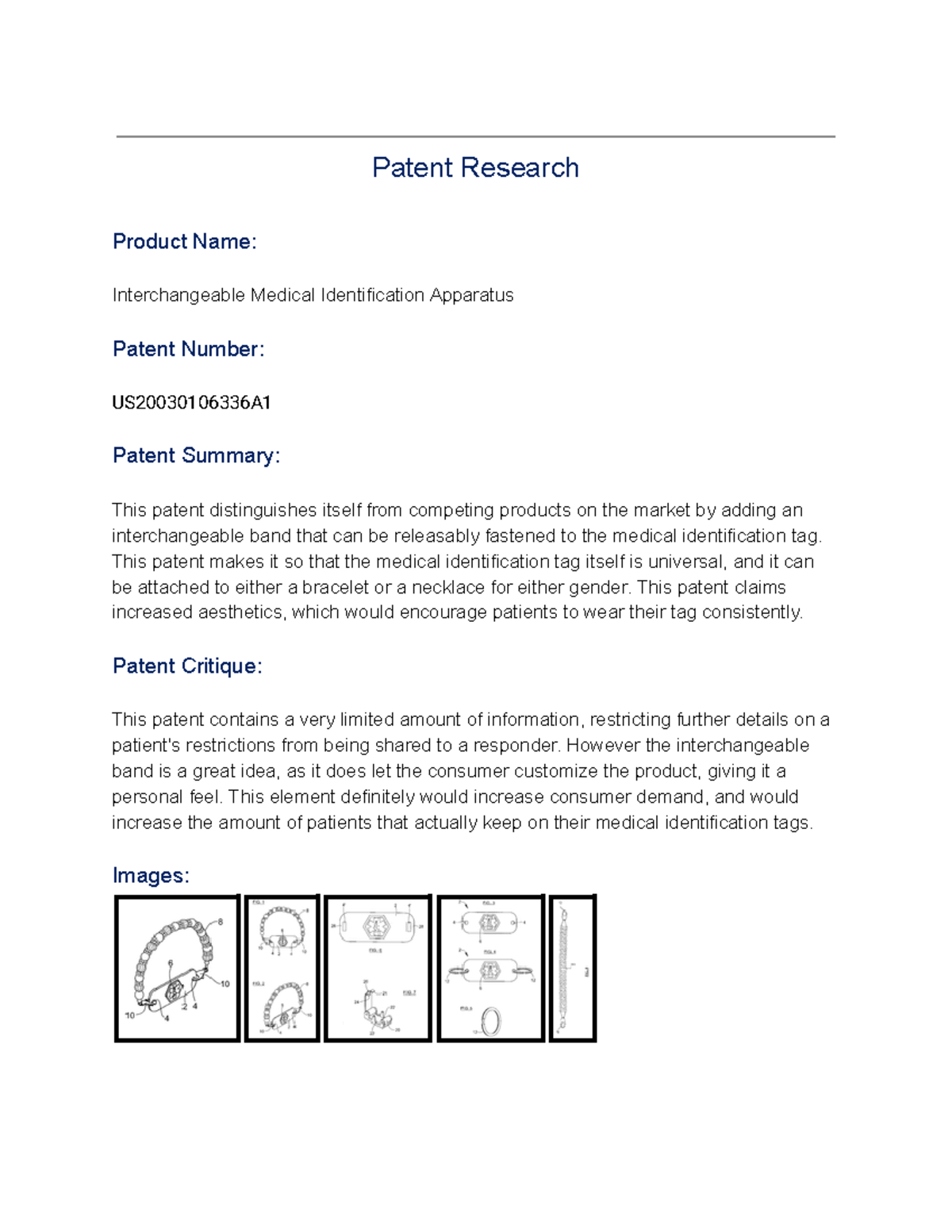 Patent Research - Patent Research Product Name: Interchangeable Medical ...