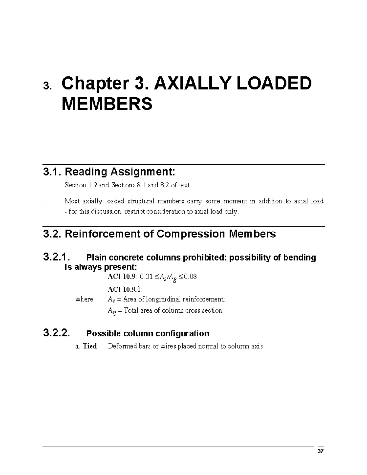 Chapter 3 Axially Loaded members - 3. Chapter 3. AXIALLY LOADED MEMBERS 3. Reading Assignment ...