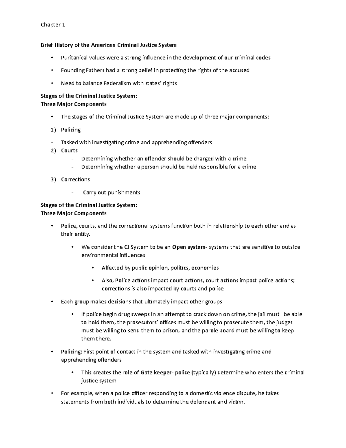 Chapter 1 - CJ 201 with Dr. Meyer. - Brief History of the American ...