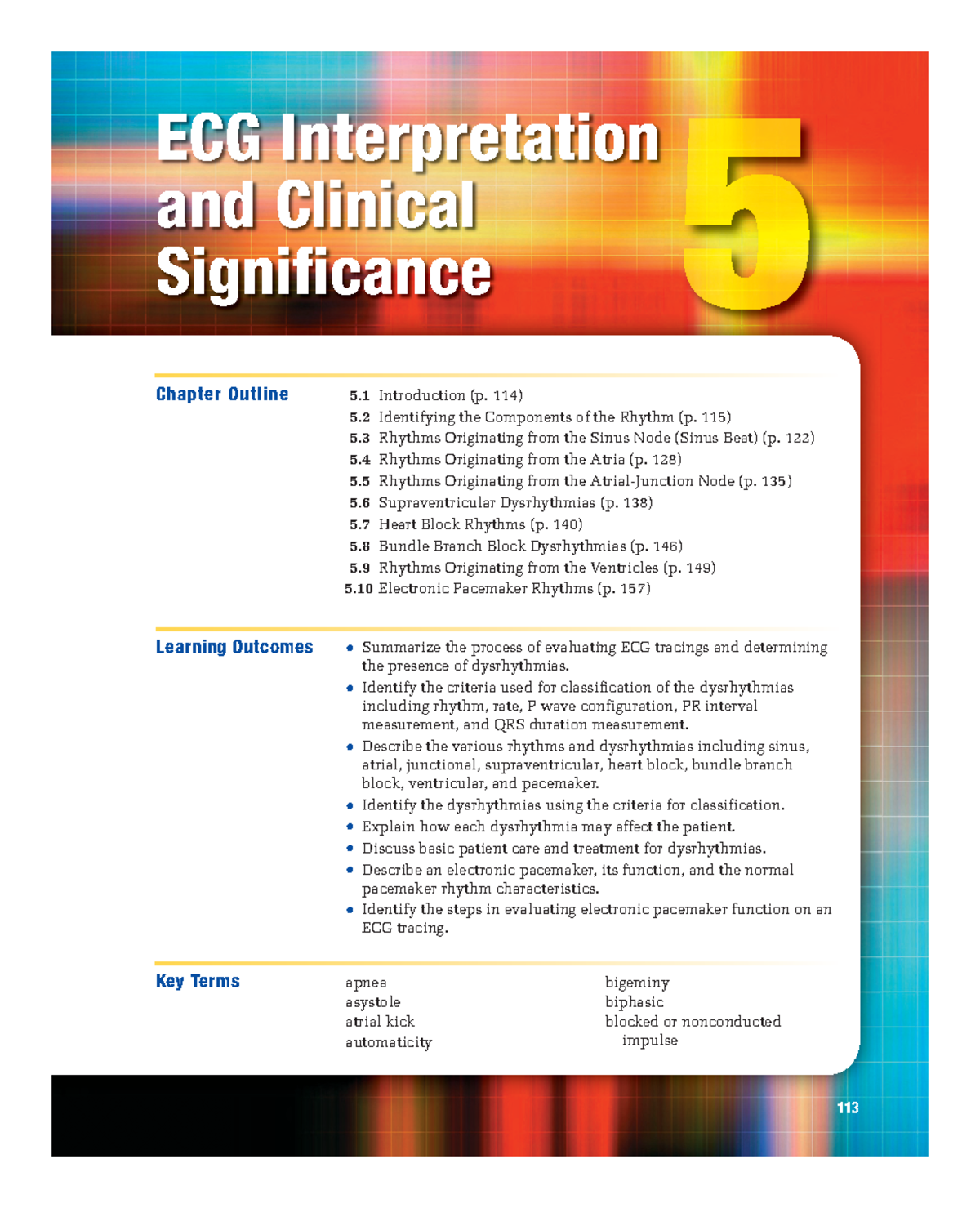 EKG - EKG - ####### 113 Chapter Outline Learning Outcomes Summarize the ...