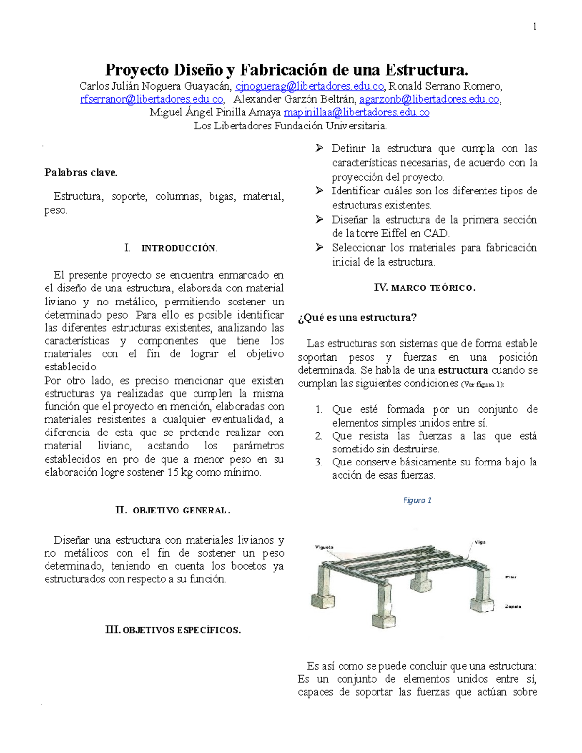 Proyecto estructura - 1 Proyecto Diseño y Fabricación de una Estructura ...