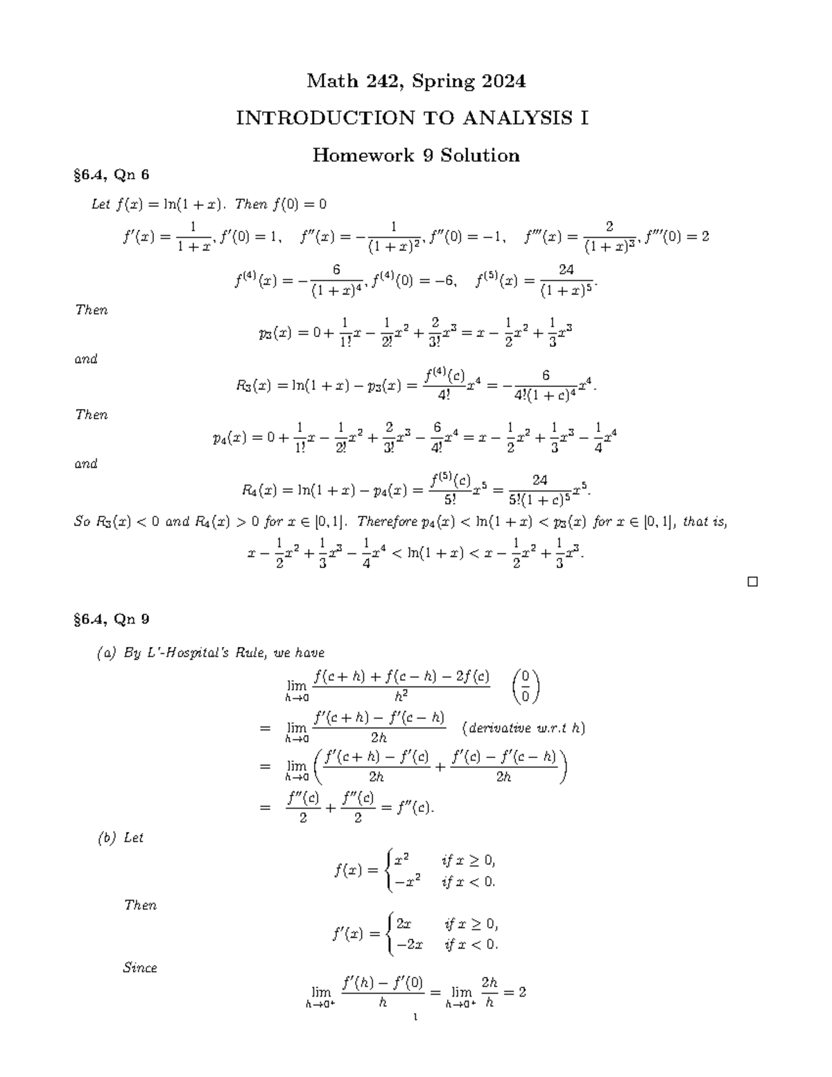 Sol9 - Answers to homework questions - Math 242, Spring 2024 ...