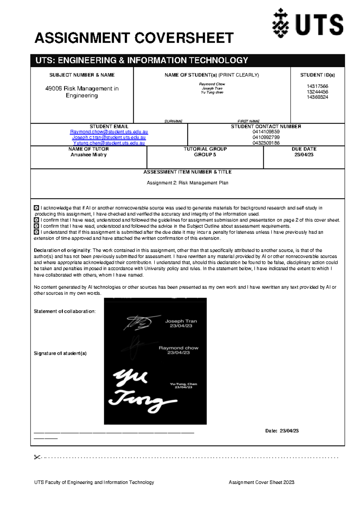 Assessment 2 group 5 report - UTS Faculty of Engineering and ...
