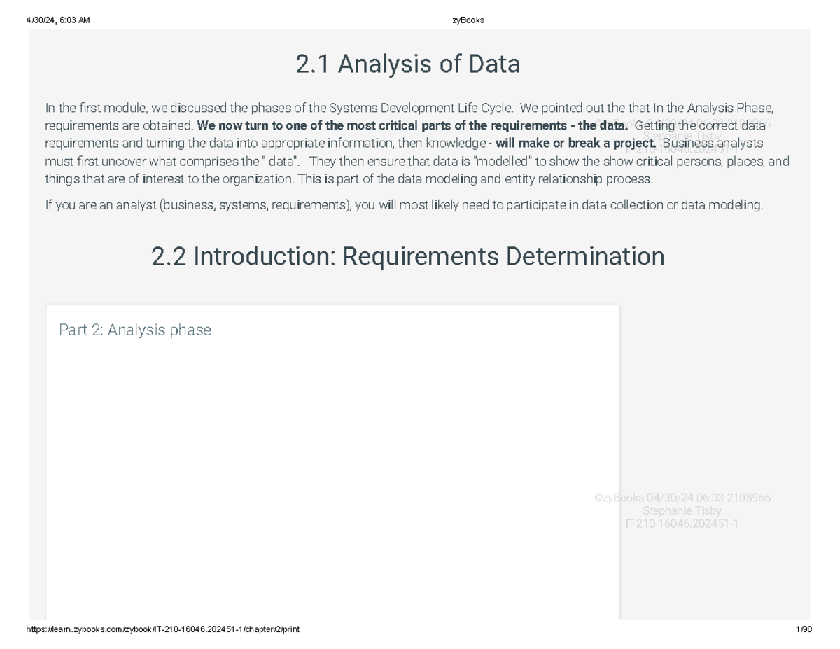 Chapter Two - 2 Analysis of Data In the rst module, we discussed the ...