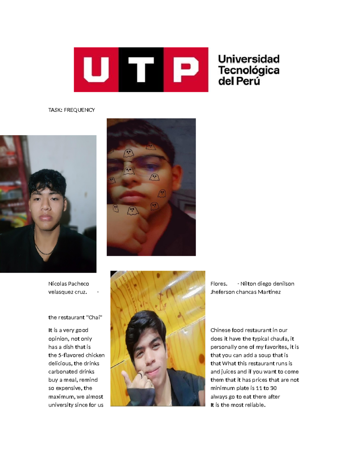 Week 03 Frequency - TASK: FREQUENCY Nicolas Pacheco Flores. - Nilton diego denilson velasquez ...