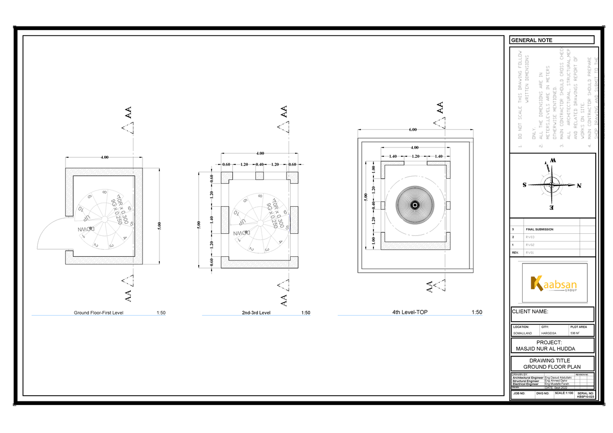 Minaret Architectural Design - AA Ground Floor-First Level 1: 1 23 4 5 ...
