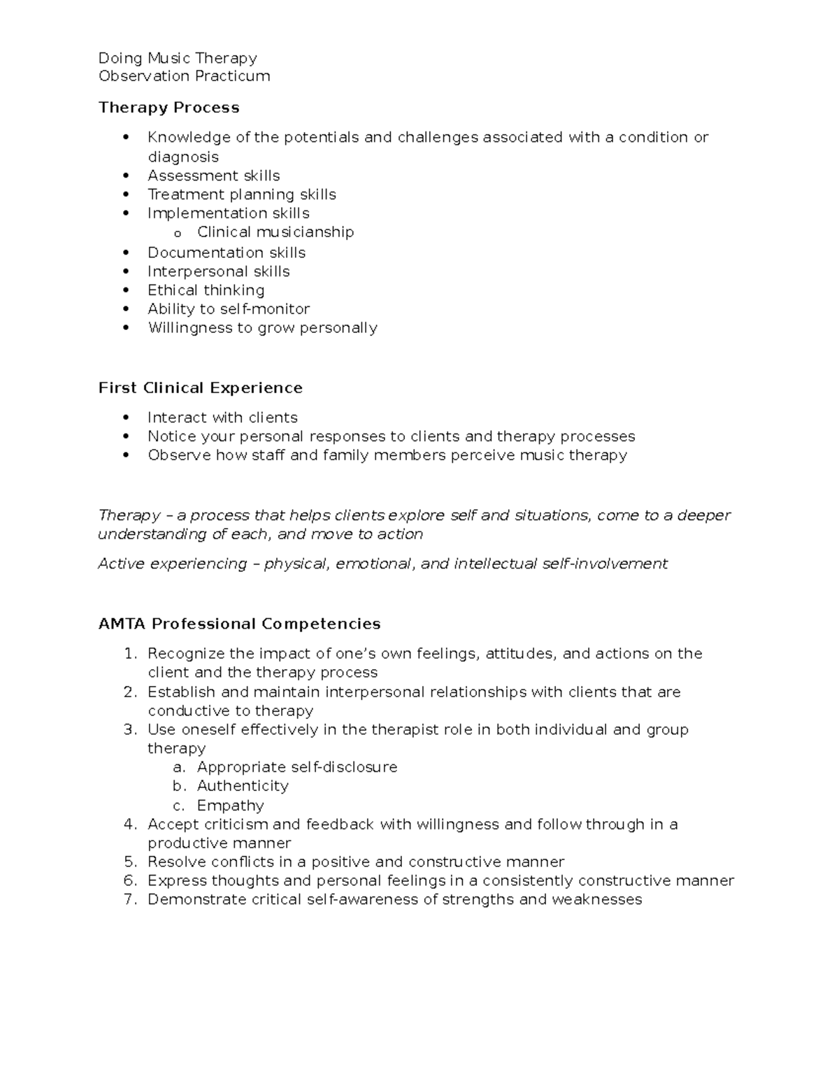 2020-music therapy observation practicum(L253)-week 1 notes - Doing ...