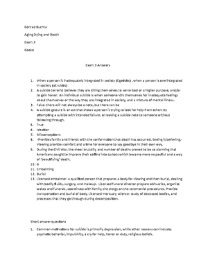 Aging Dying Death Exam 2 - Conrad Buchta Aging Dying and Death Exam 2 ...