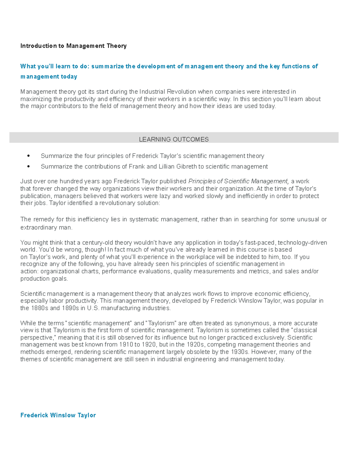 Introduction to Management Theory - In this section you’ll learn about ...