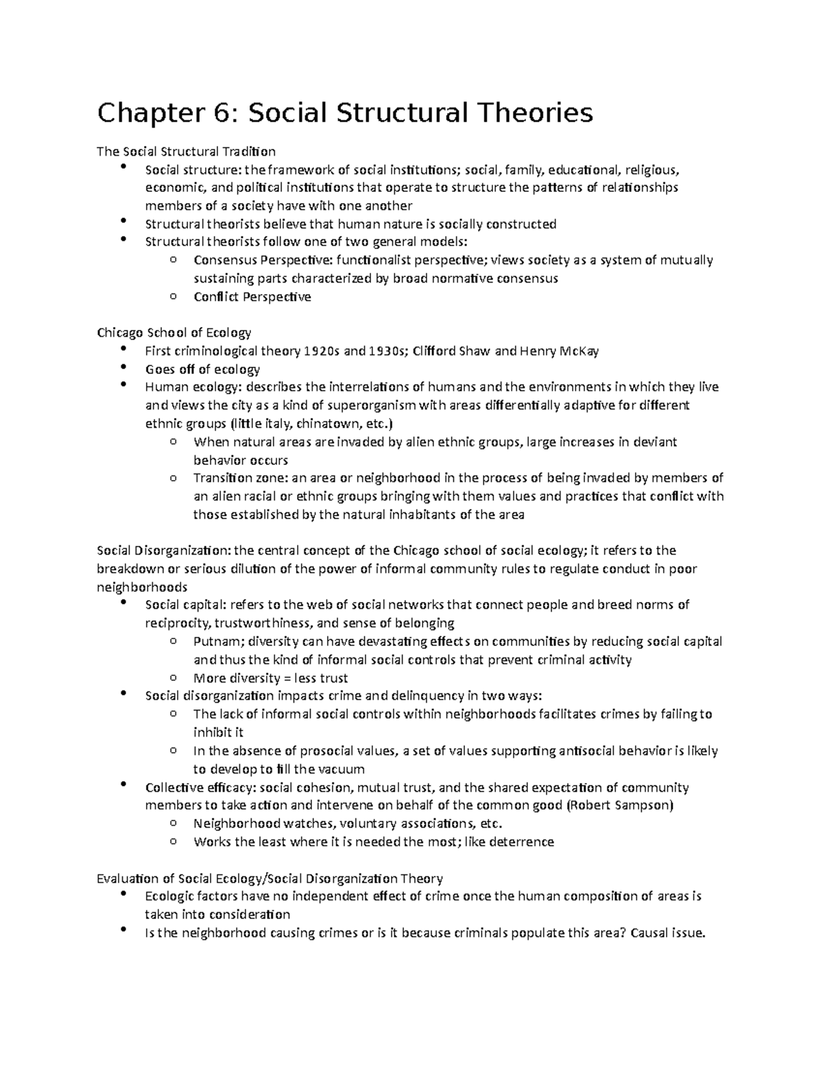 Chapter 6 Social Structural Theories CJ315 - CJ 315 - BSU - Studocu