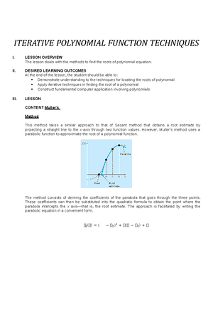 Module 6- Curve Fitting Techniques - CURVE FITTING TECHNIQUES I. LESSON TITLE LEAST SQUARE - Studocu