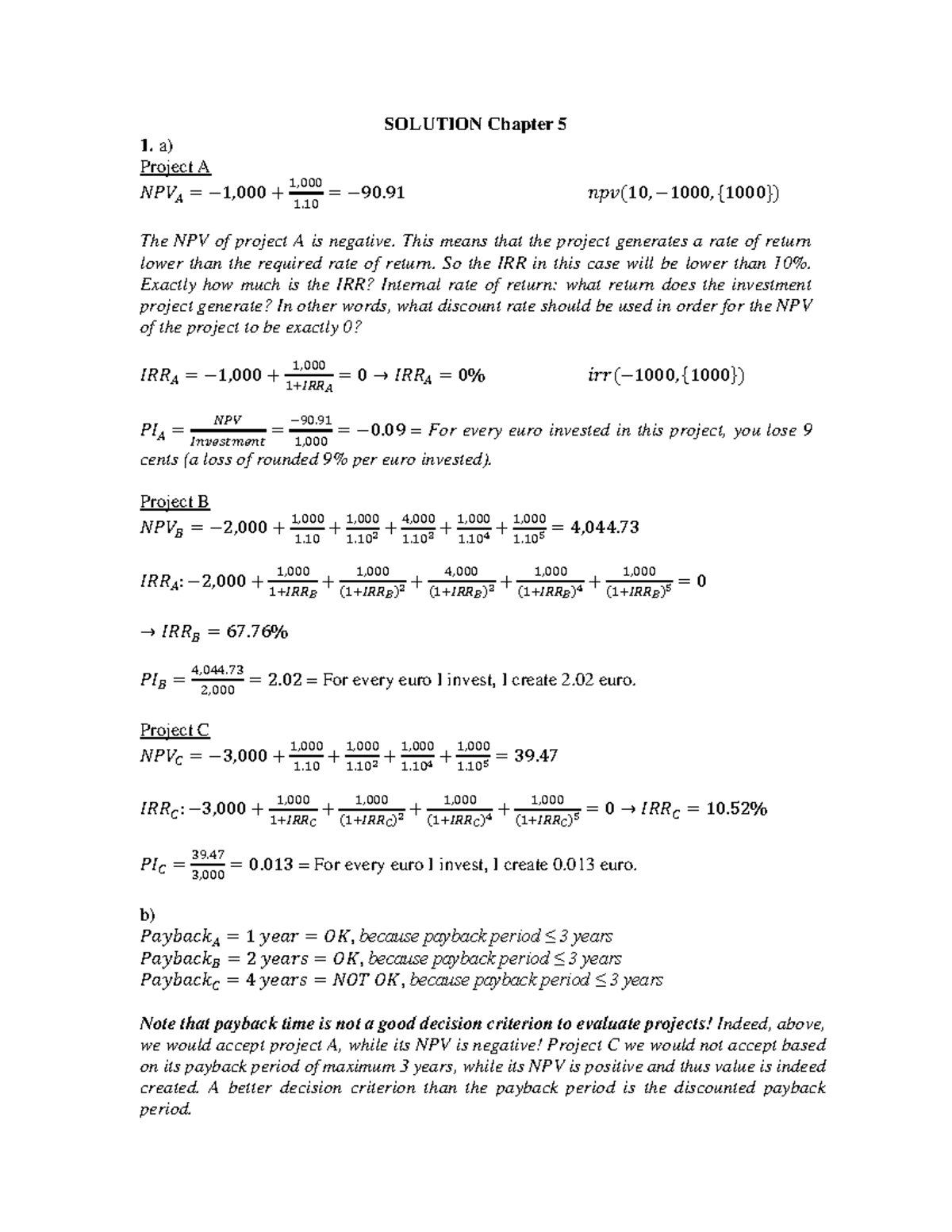 Chapter 5 Solution - corporate finance BBA 3 - SOLUTION Chapter 5 a ...