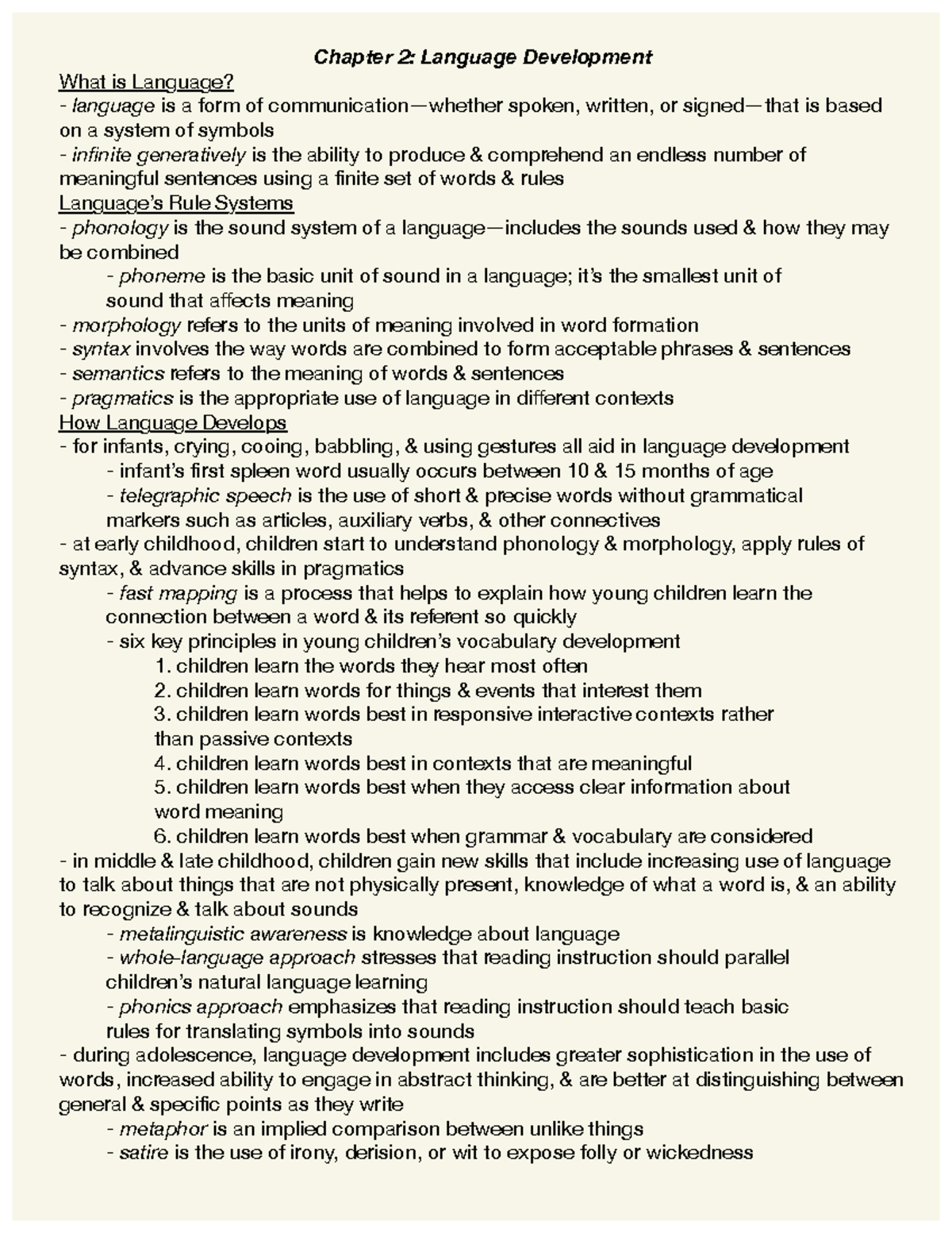 2.1 Language Development - Chapter 2: Language Development What is Language? language is a form ...