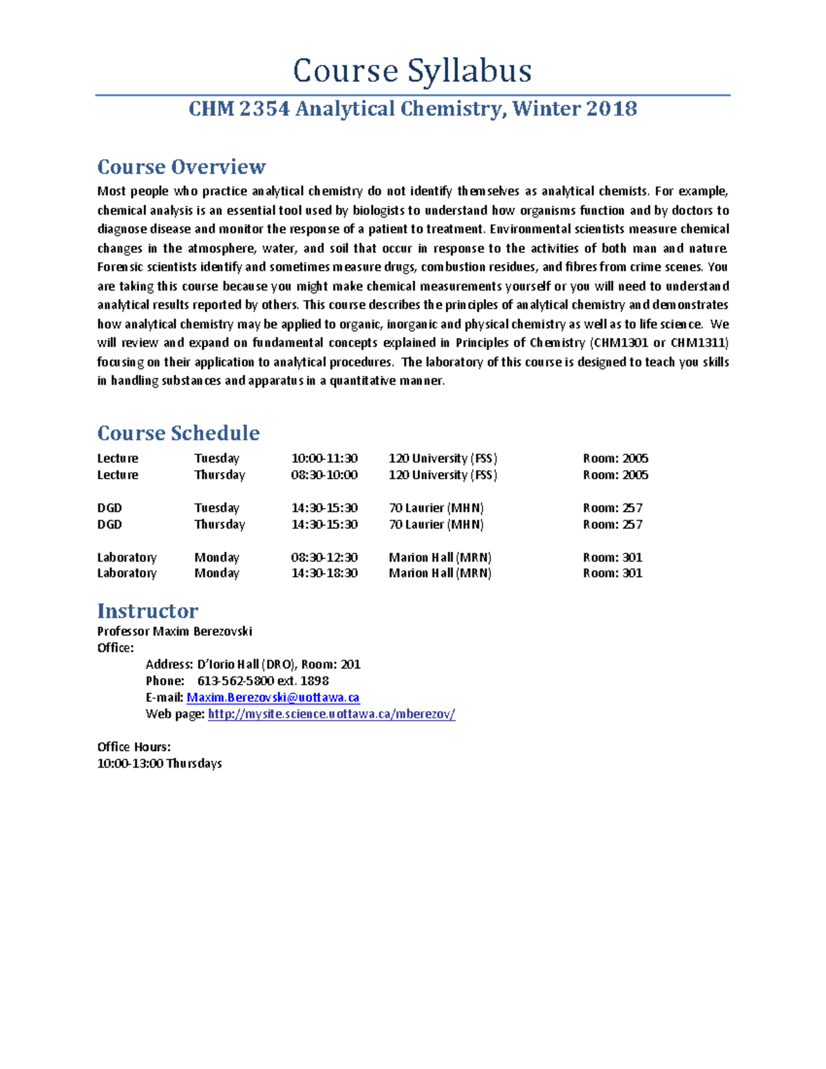 CHM+2354+Course+Syllabus - Course Syllabus CHM 2354 Analytical ...