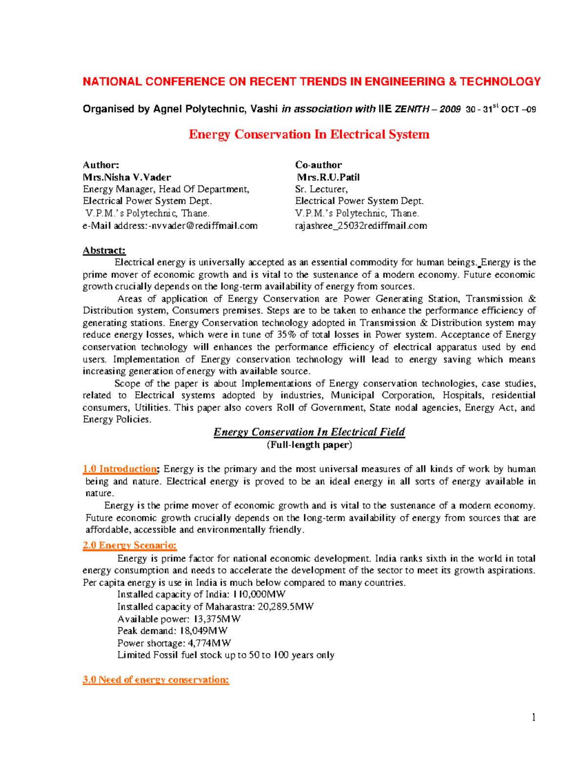 ECA Micro project - Good - NATIONAL CONFERENCE ON RECENT TRENDS IN ENGINEERING & TECHNOLOGY ...