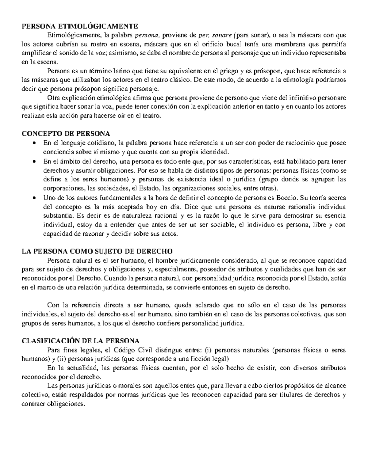 Concepto de Persona - PERSONA ETIMOLÓGICAMENTE Etimológicamente, la ...