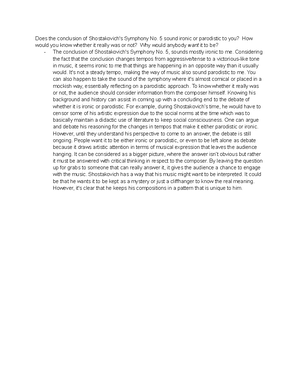 Listening Response 5 - Notes for final - Listening Response 5 1 ...