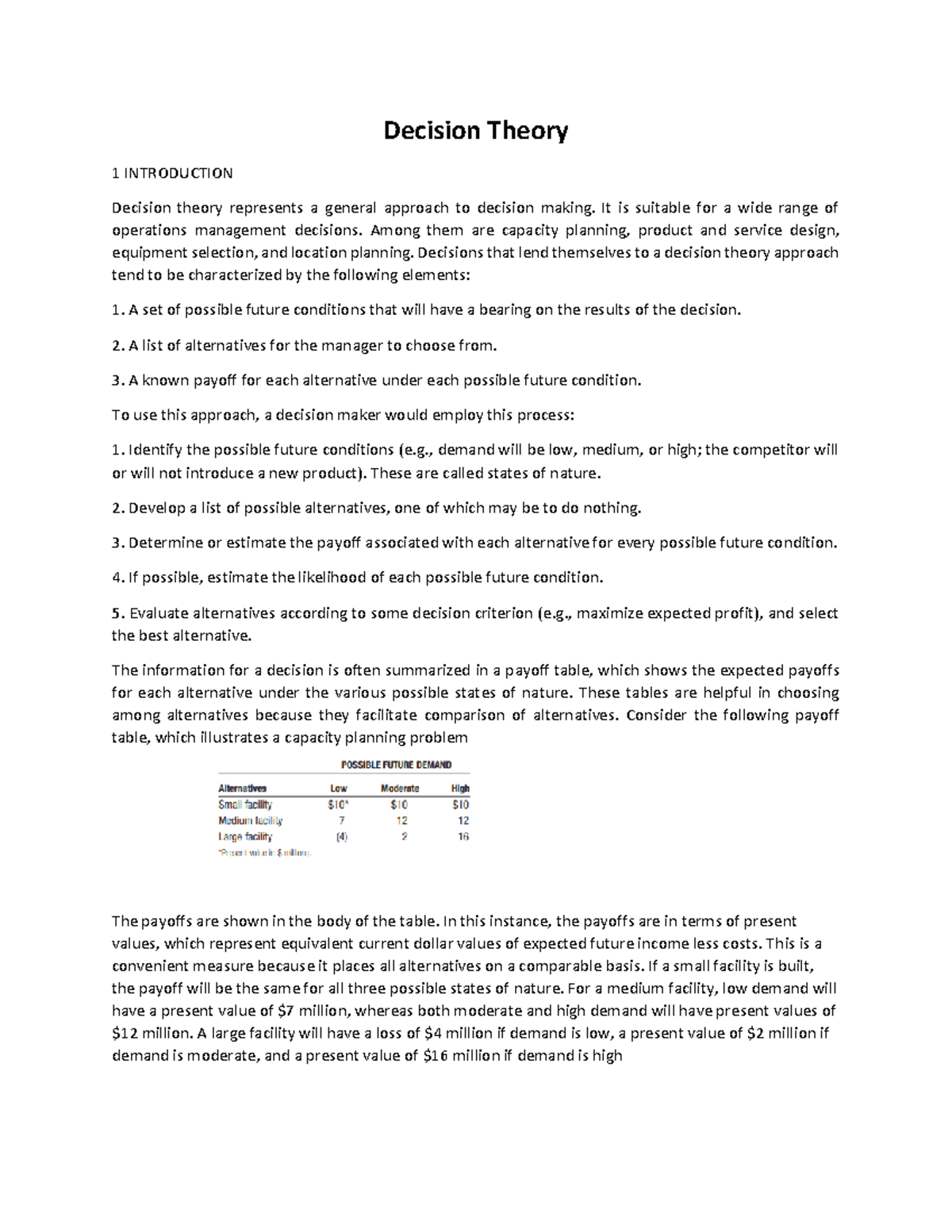 Decision Theory, Decision Making under Certainty - Operations ...