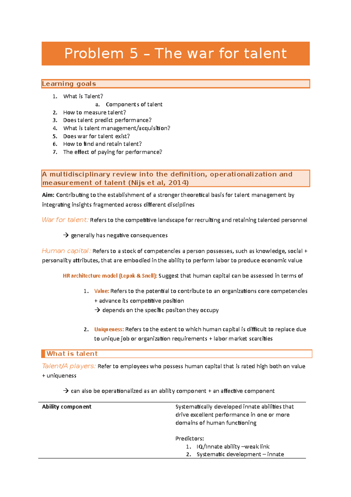 Problem 5 – The war for talent - Problem 5 – The war for talent ...
