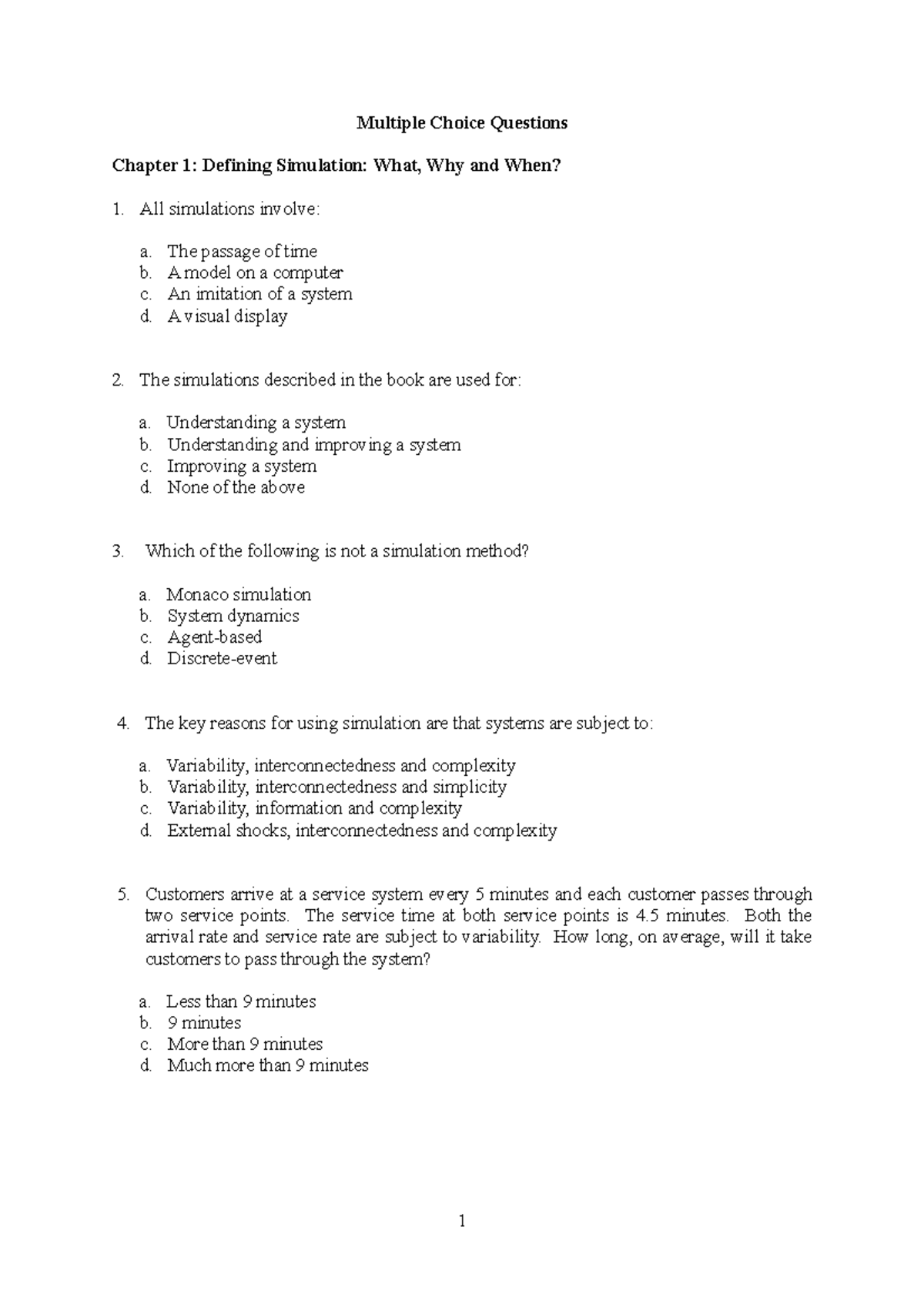 Multiple Choice Questions - Multiple Choice Questions Chapter 1 ...