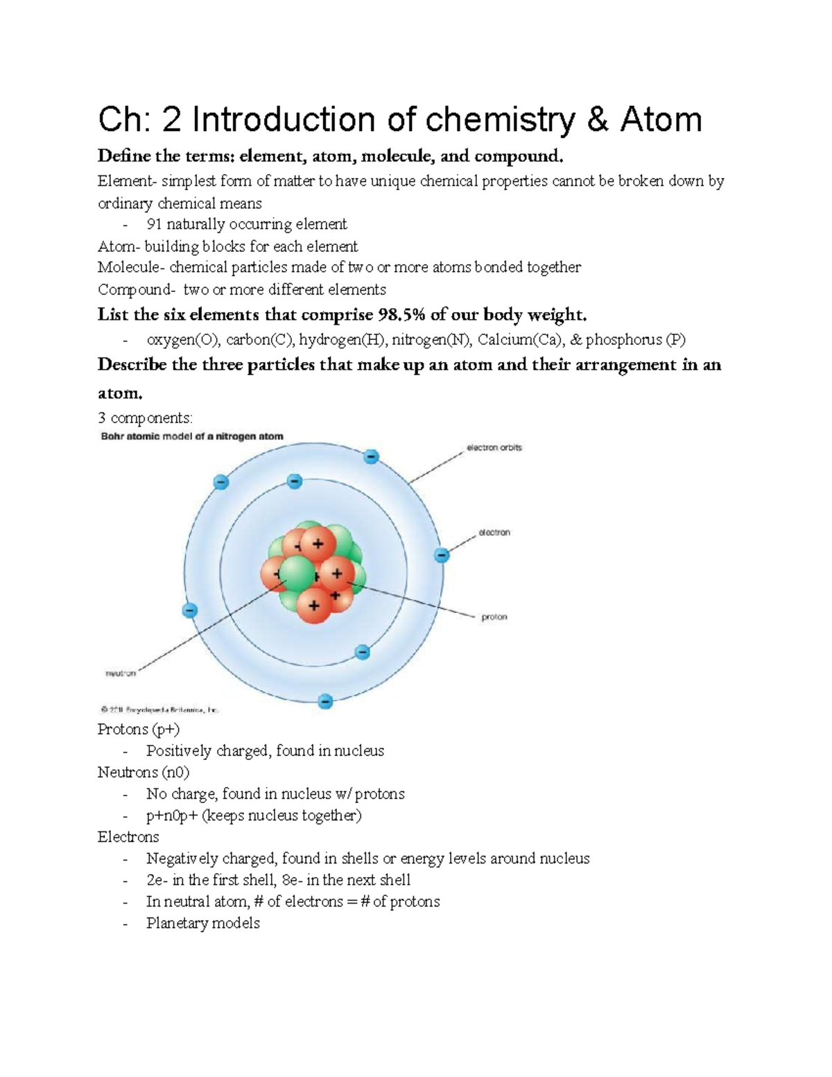 Ch 2 Introduction of chemistry & Atom - Ch: 2 Introduction of chemistry ...