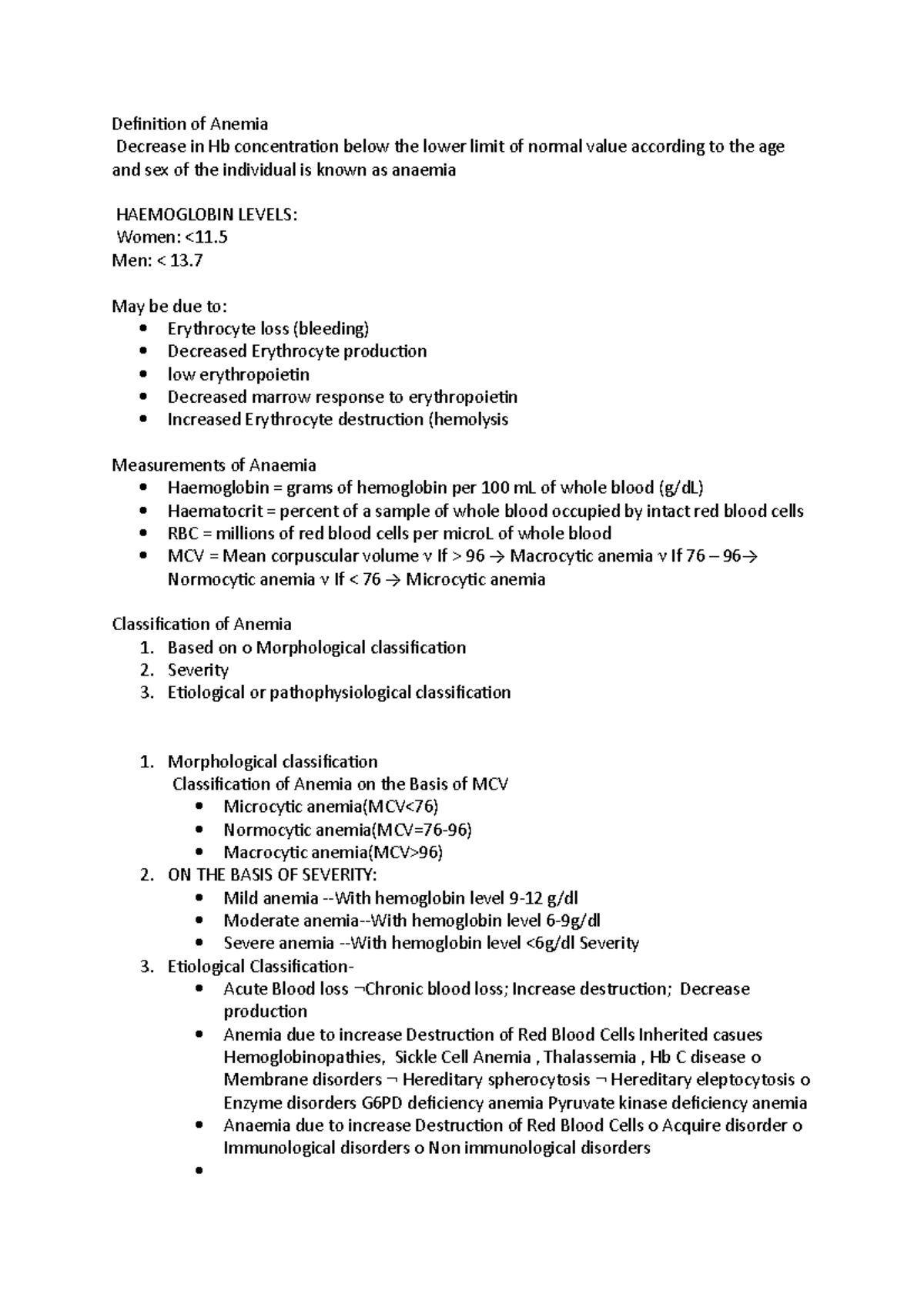 Anemia - NURS3101 - Flinders - Studocu