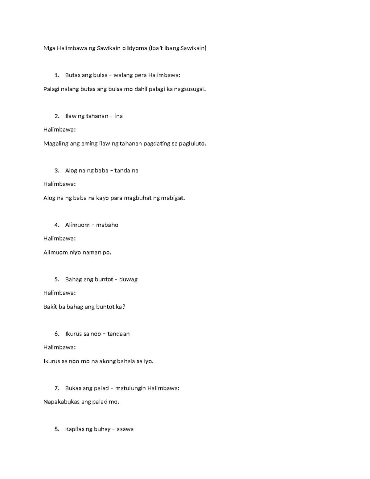 Inbound 6172963960348106300 - Mga Halimbawa ng Sawikain o Idyoma (Iba’t ...