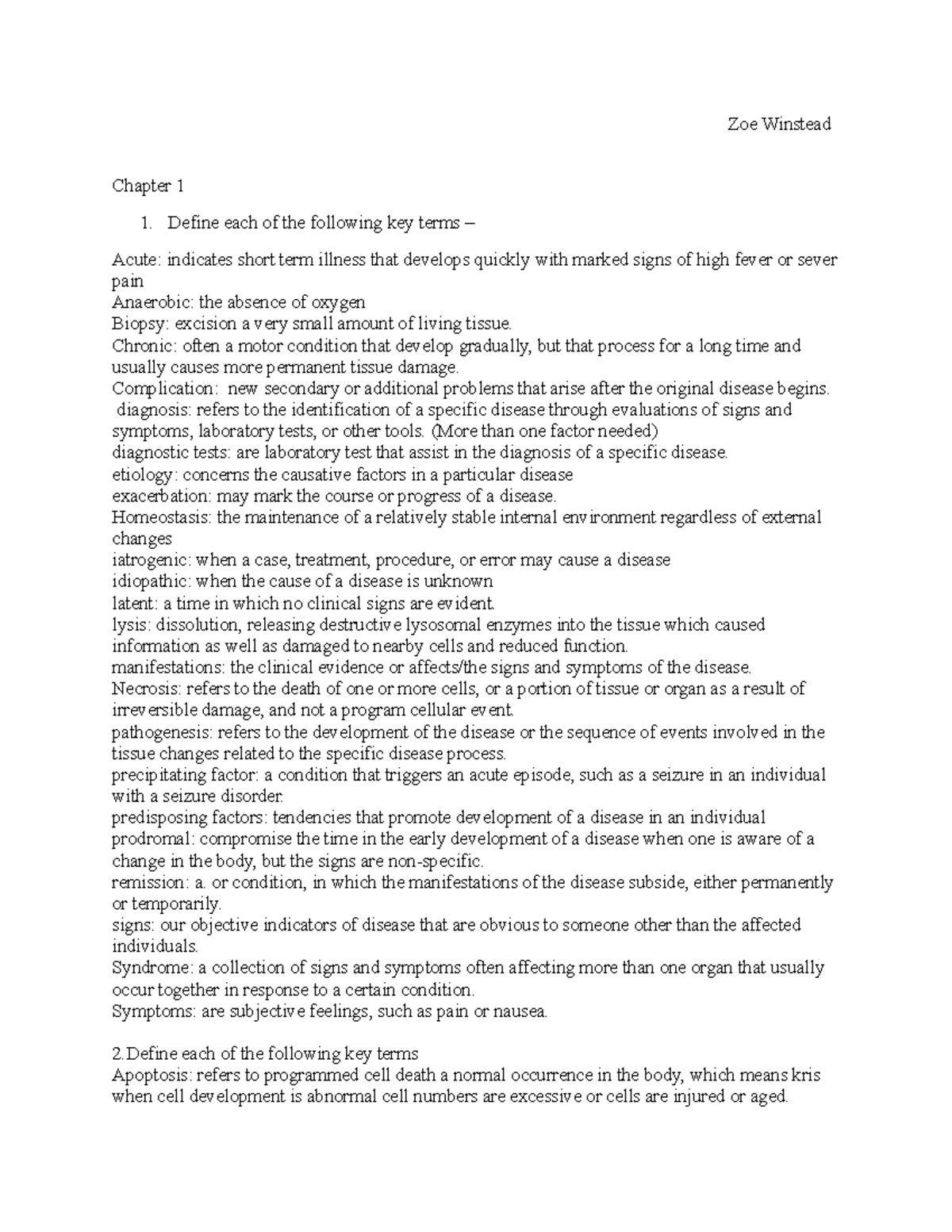 Module 1 SG HSC - Study guide - Zoe Winstead Chapter 1 Define each of ...