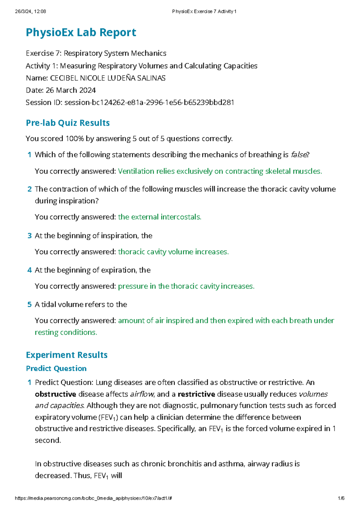 Physio Ex Exercise 7 Activity 1 - PhysioEx Lab Report Exercise 7 ...