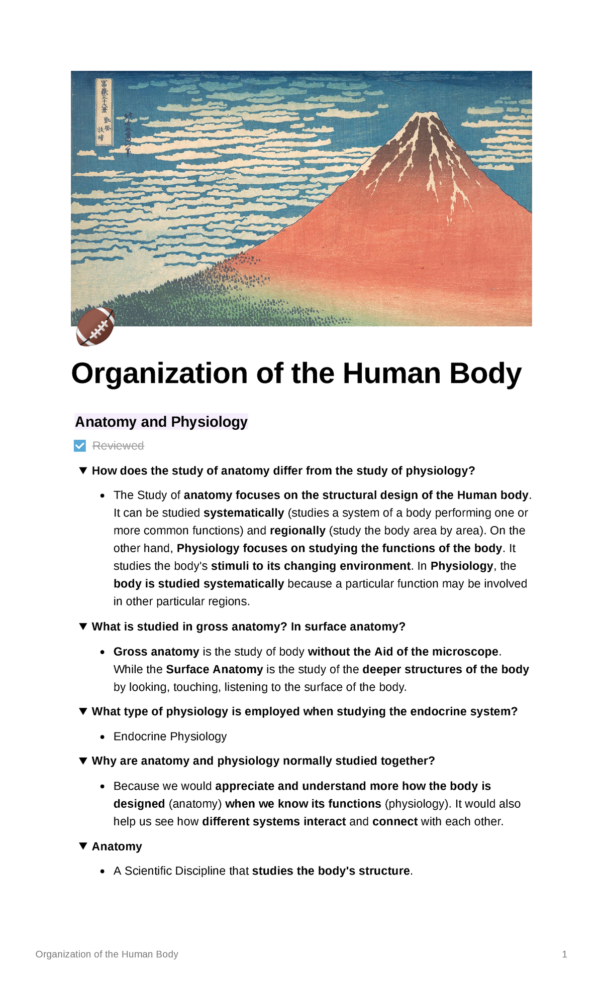 Chapter 1: Organization of the Human Body - 🏈 Organization of the Human ...
