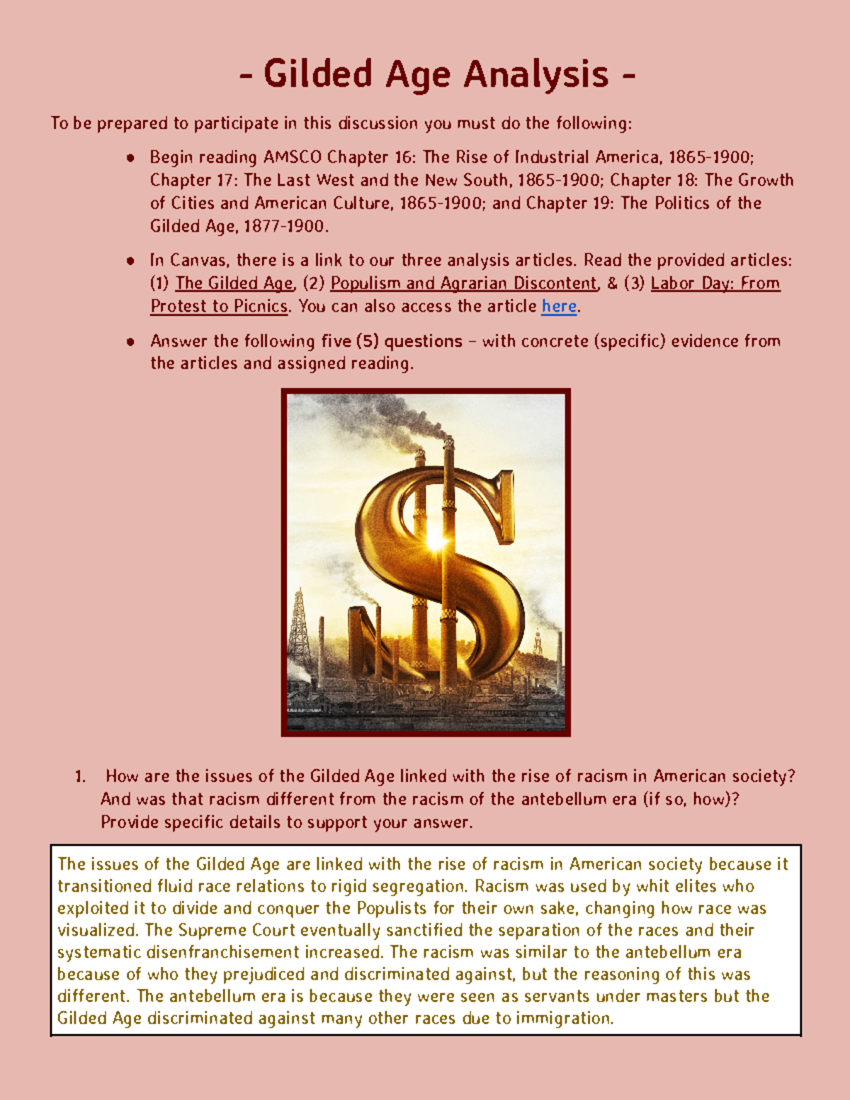 USH Gilded Age Analysis Questions - Gilded Age Analysis - To be ...