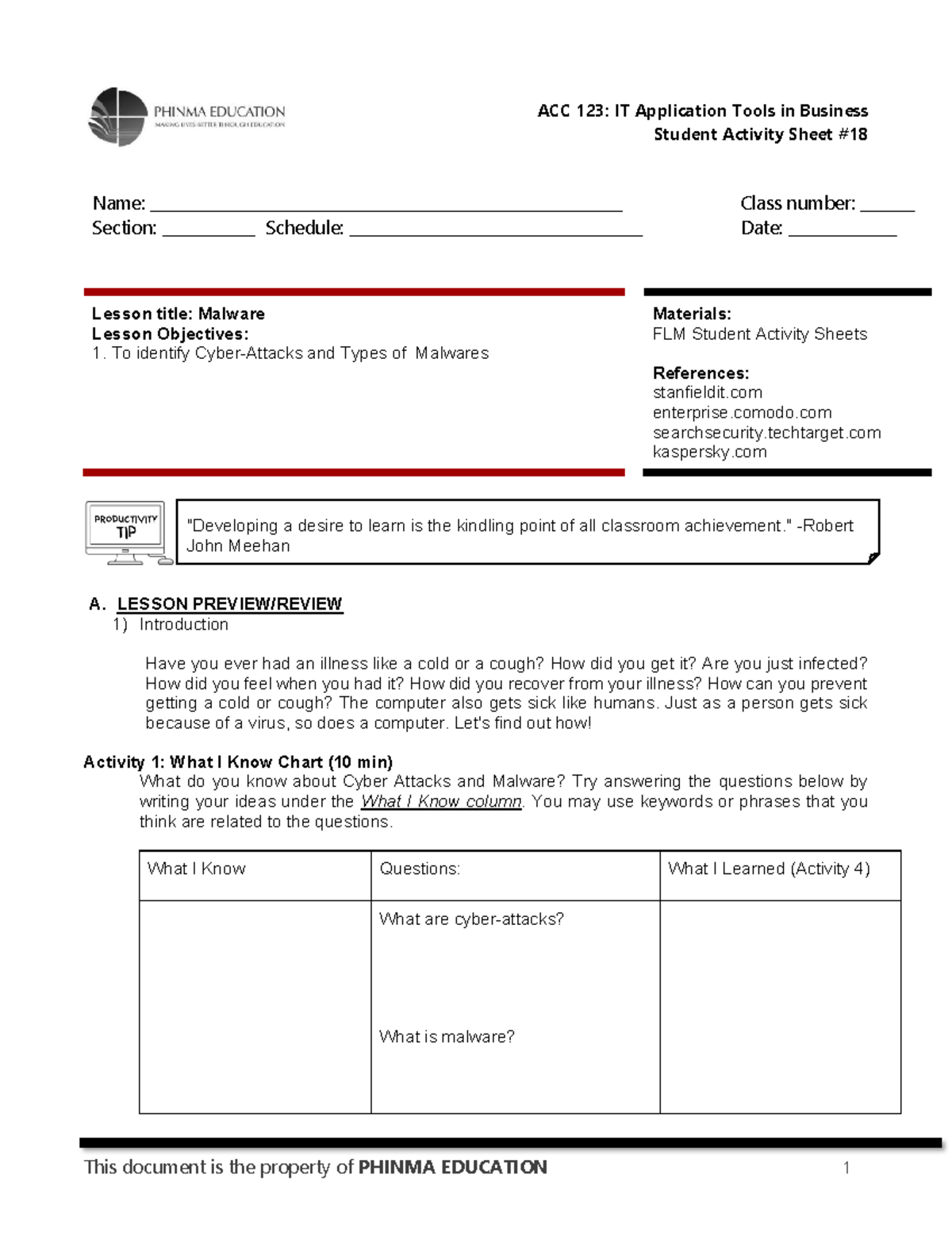 SAS#18-ACC123 - For learning references - Student Activity Sheet # Name ...