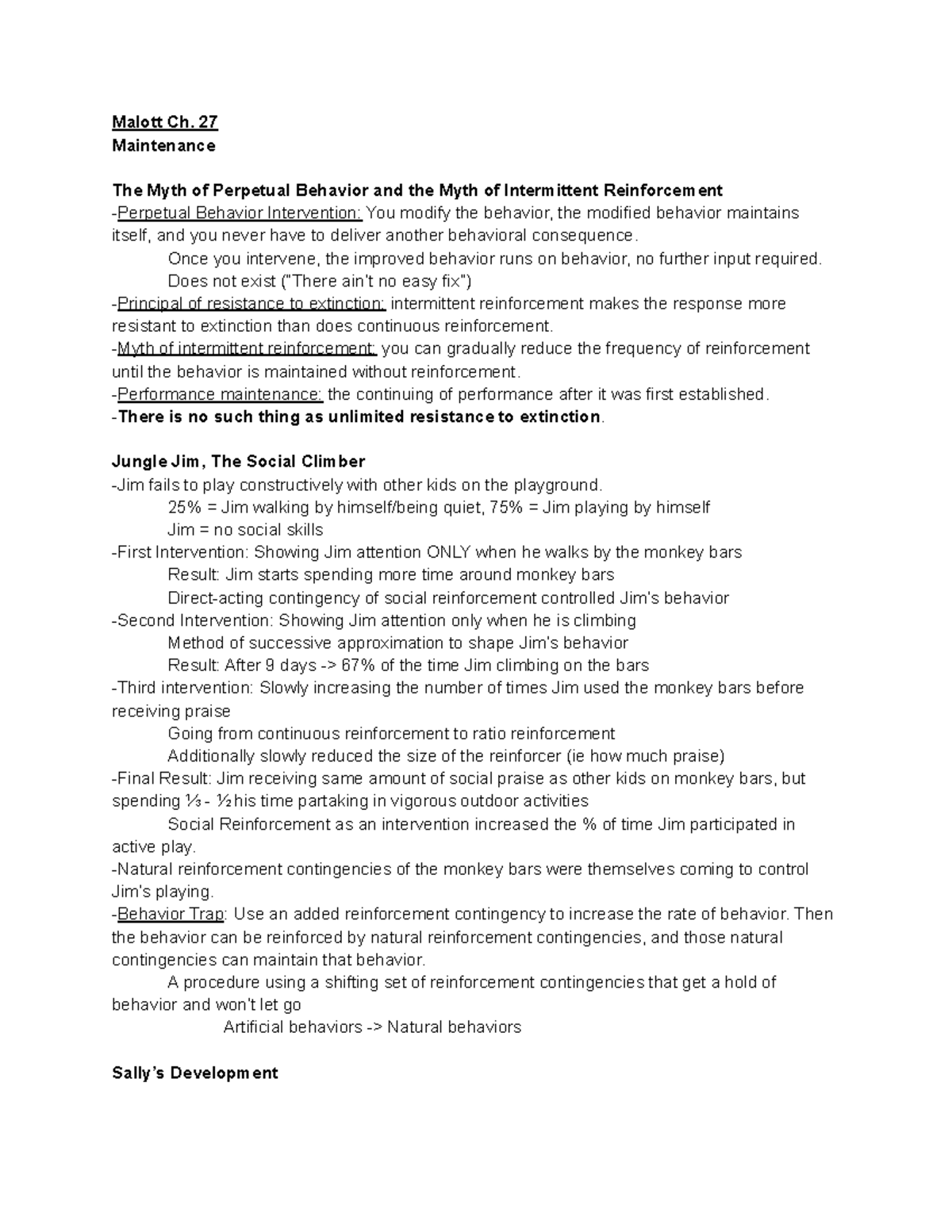 PSYC 305 Final Review - Malott Ch. 27 Maintenance The Myth of Perpetual ...