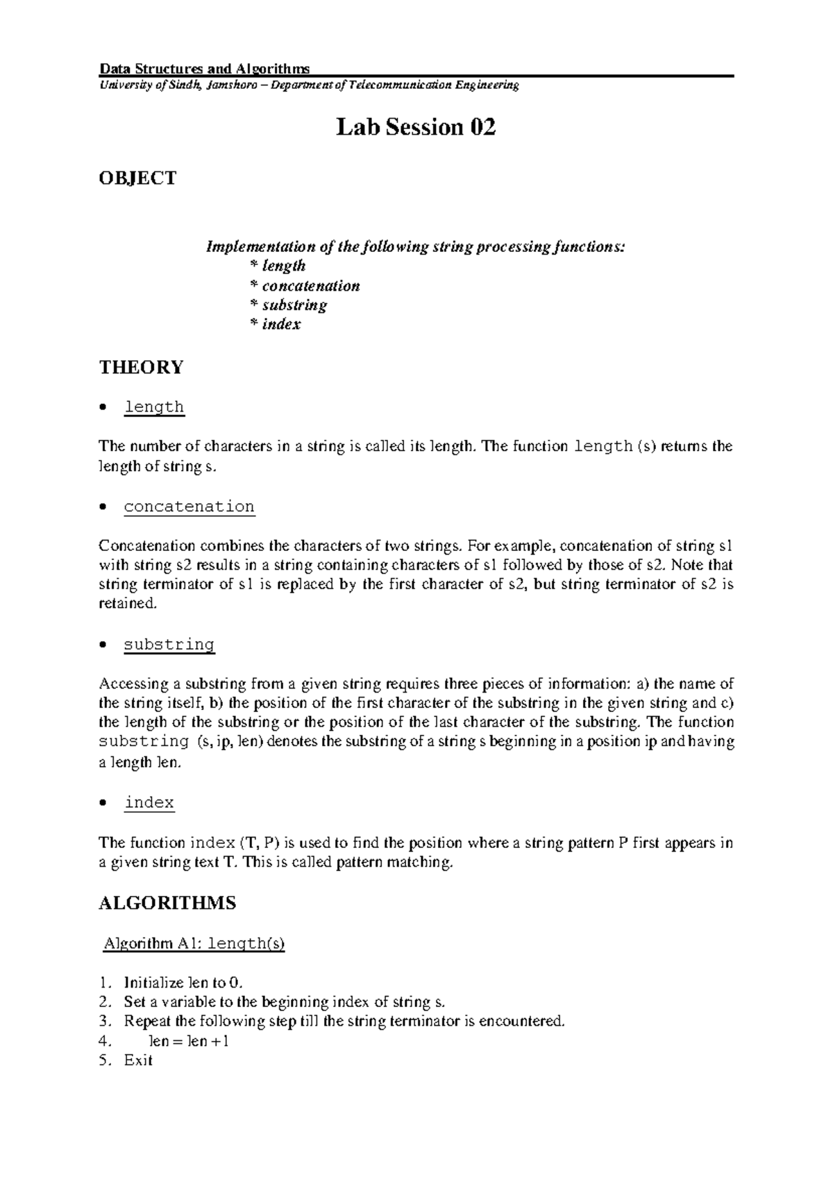 Lab-02 - lab - University of Sindh, Jamshoro – Department of ...