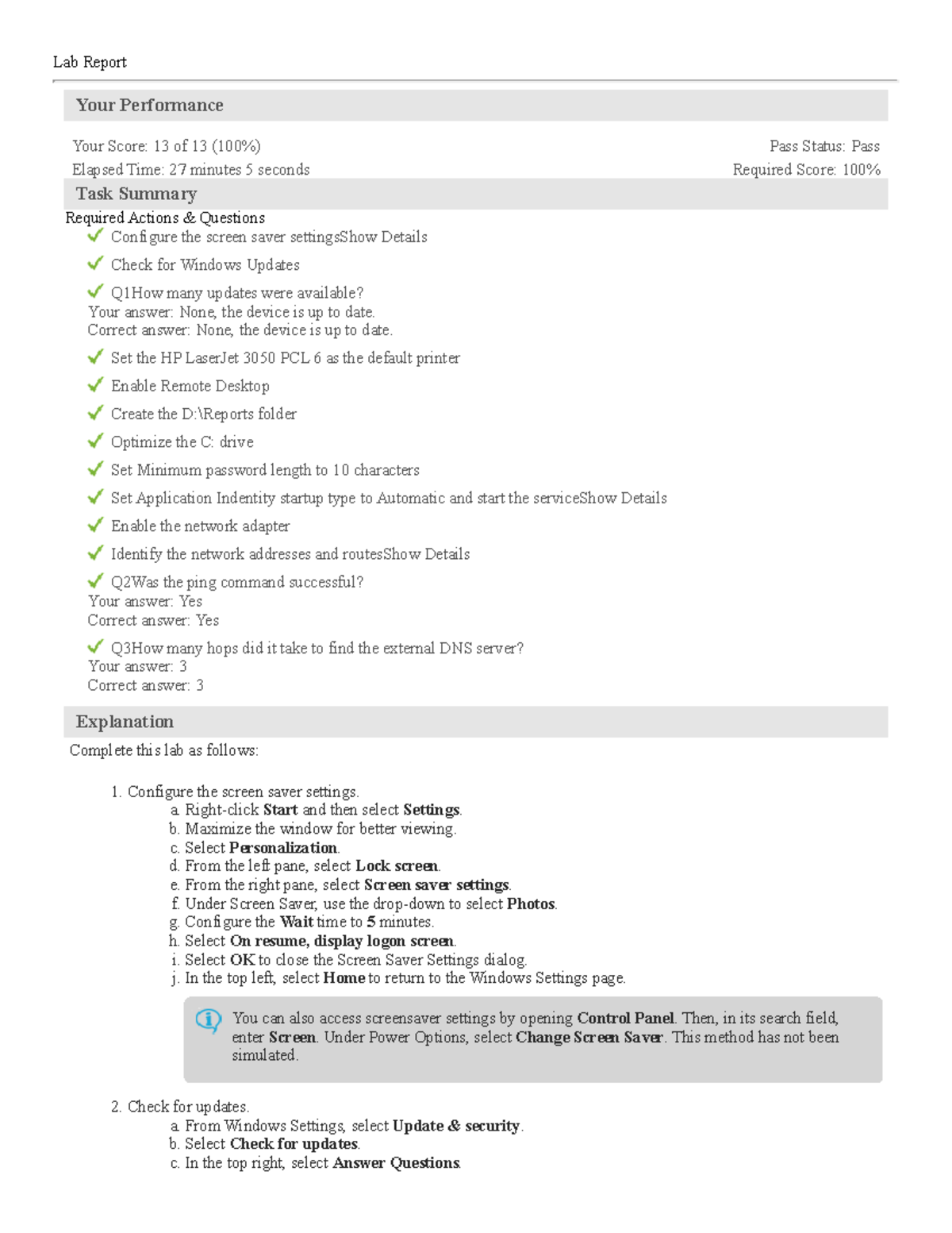 1.3.5 Use the Win10 Interface LAB - Pass Status:Pass Required Score ...