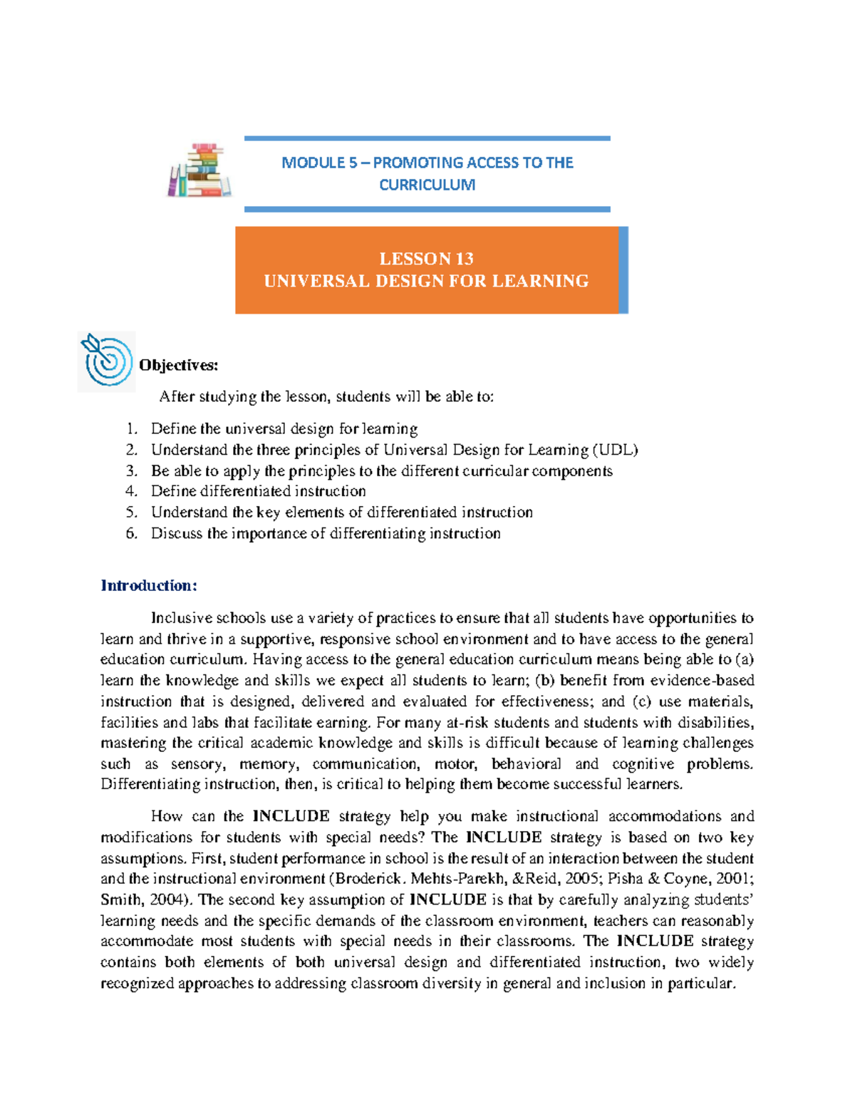 Module-5 - study - Objectives: After studying the lesson, students will ...