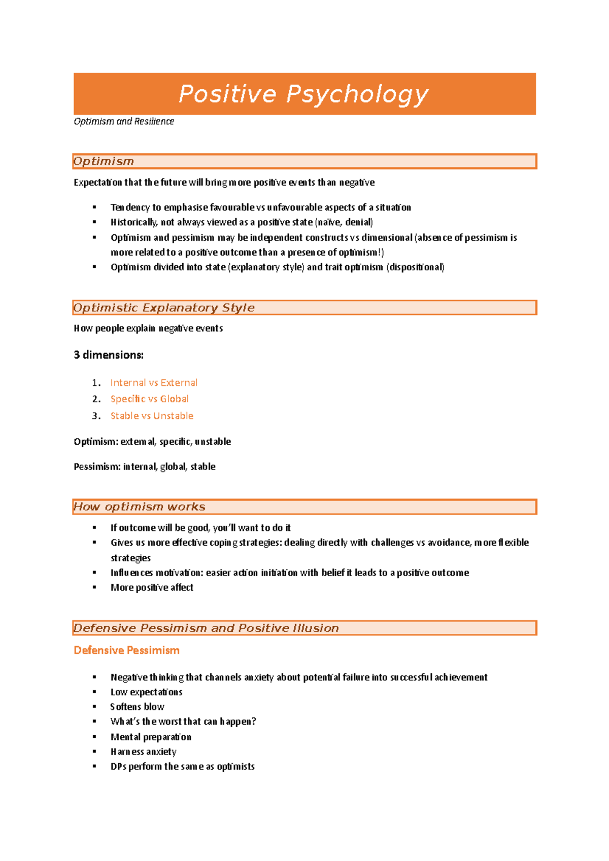 Positive Psychology - optimism and resilience - Positive Psychology ...