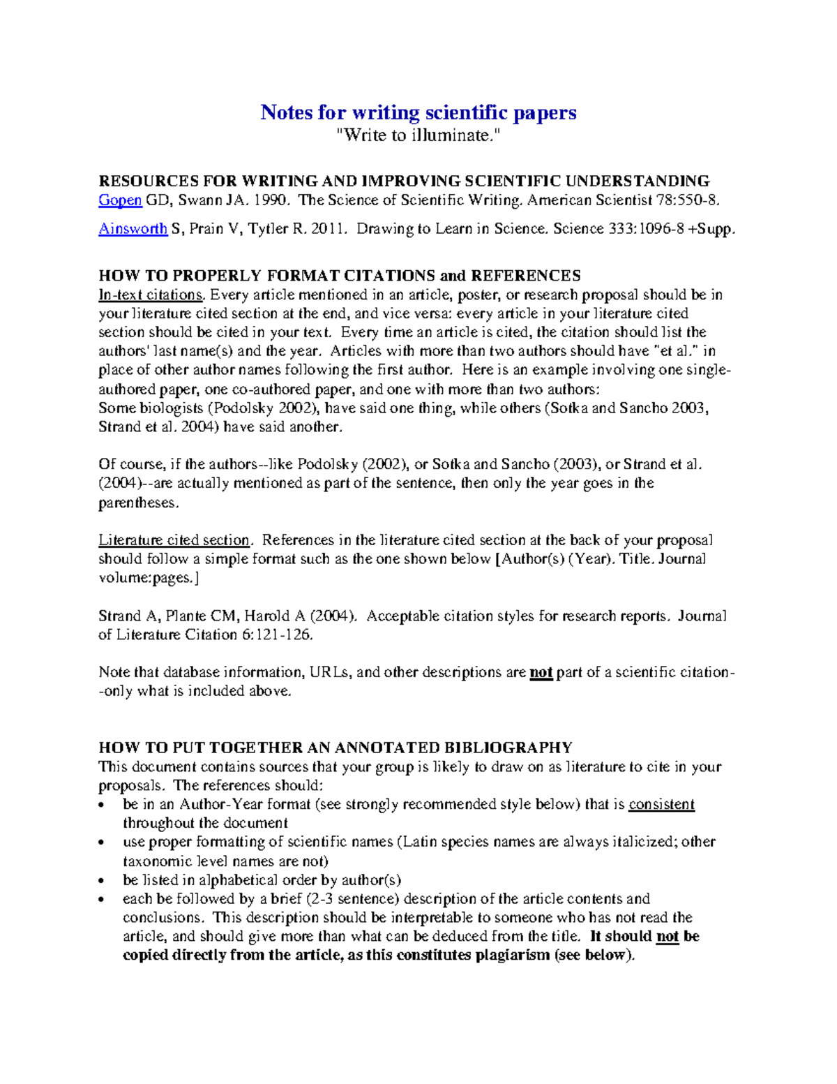 Writing guidelines - Prof. Podolsky - Notes for writing scientific ...