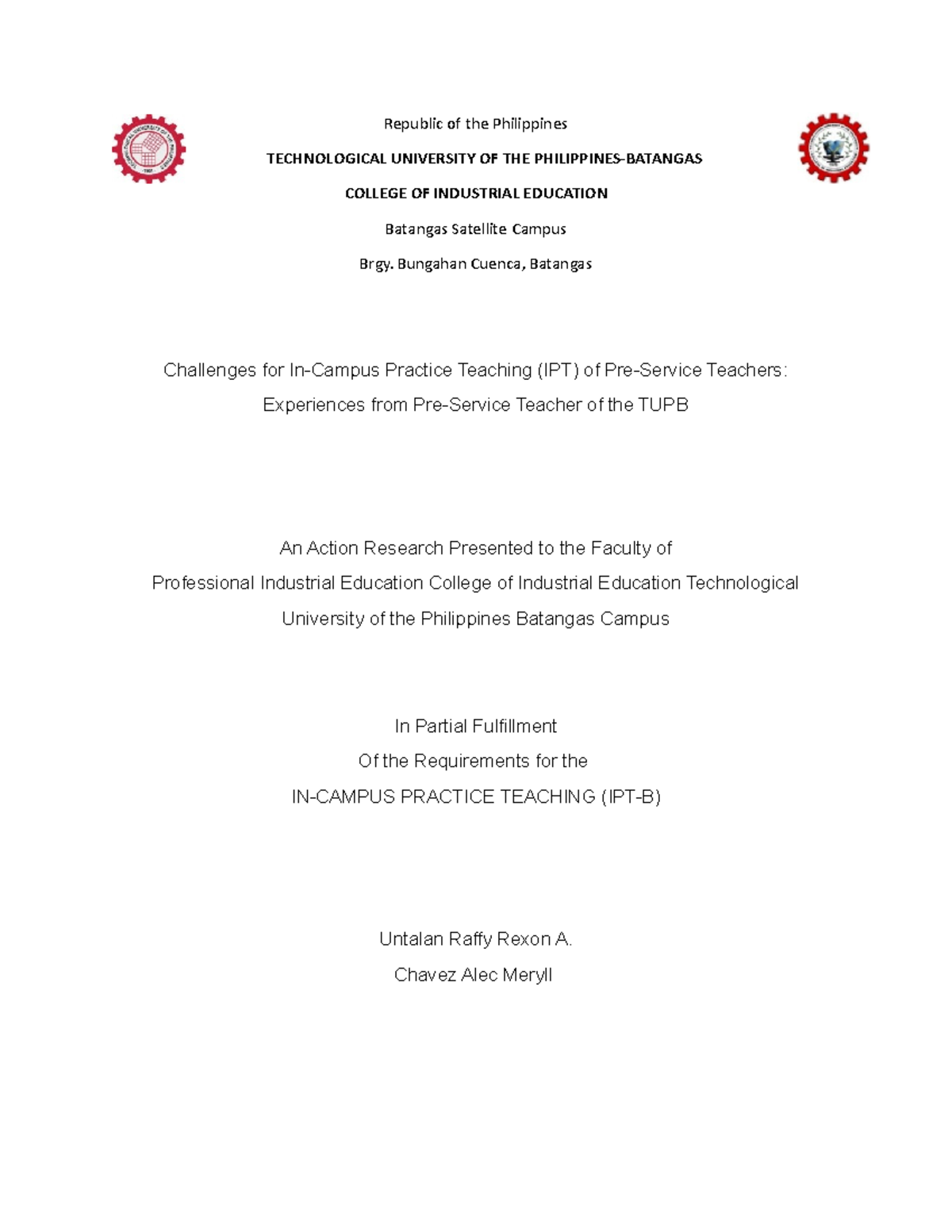 Action Research #101-108 - Republic of the Philippines TECHNOLOGICAL ...