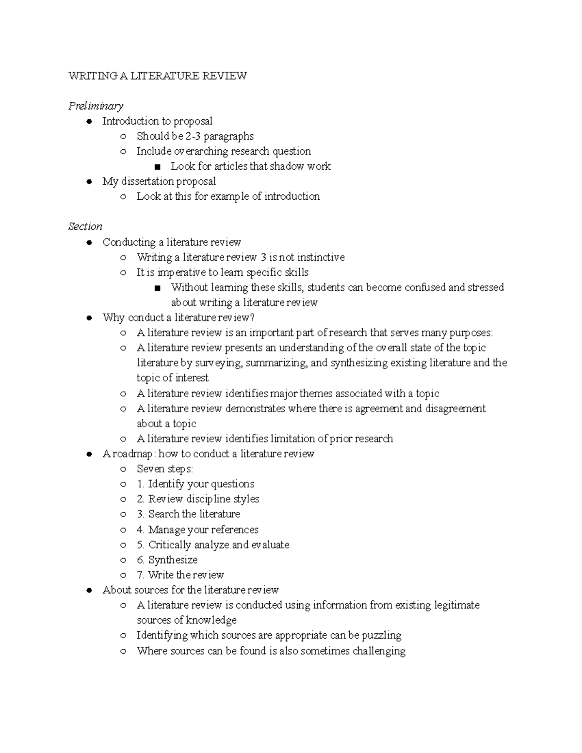 CRM 220-WEEK 4 Notes - writing a literature review - WRITING A ...