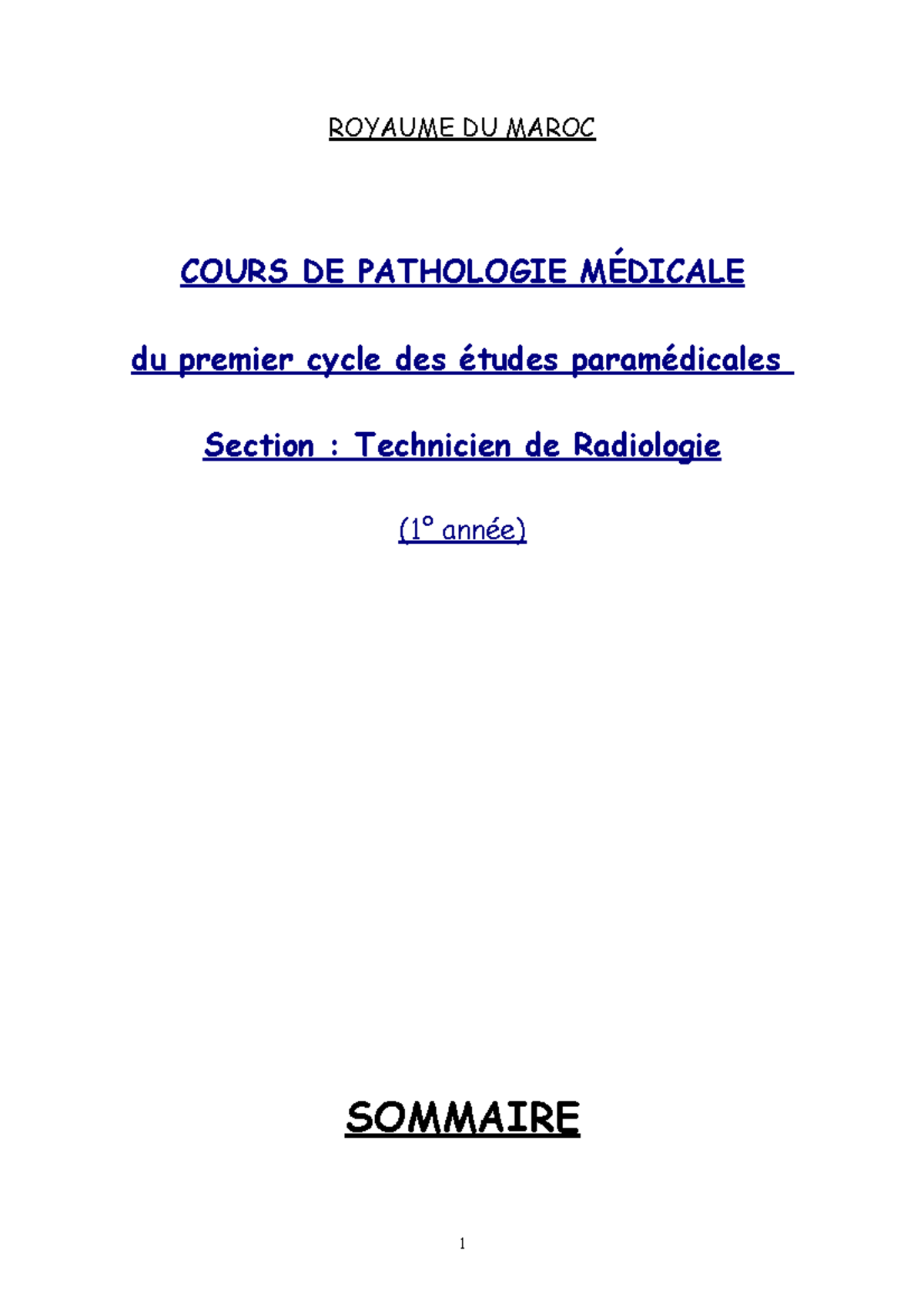 Pathologie médicales - ROYAUME DU MAROC COURS DE PATHOLOGIE MÉDICALE du ...