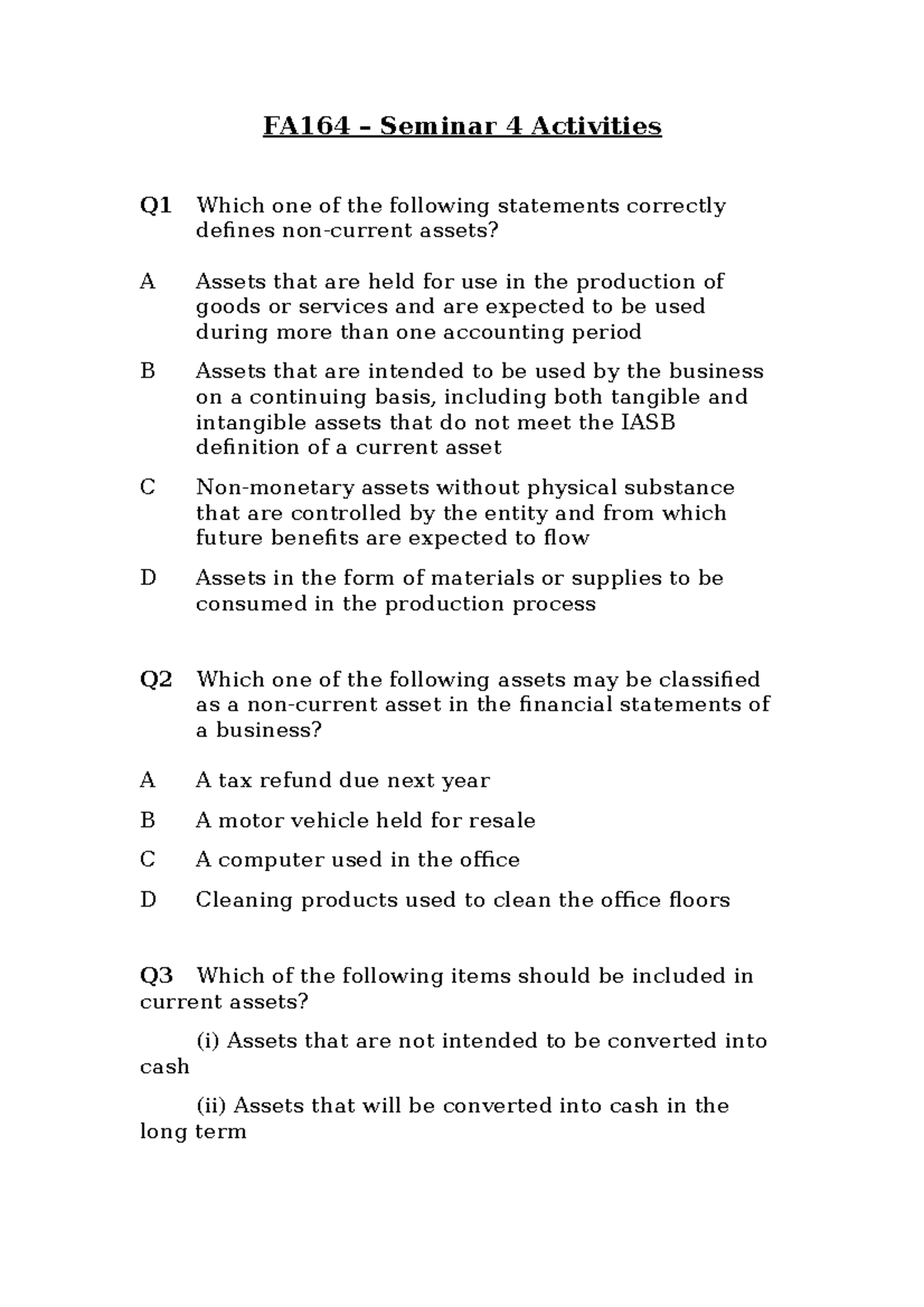 WEEK 4 – Seminar Activities - FA164 - FA164 – Seminar 4 Activities Q1 ...