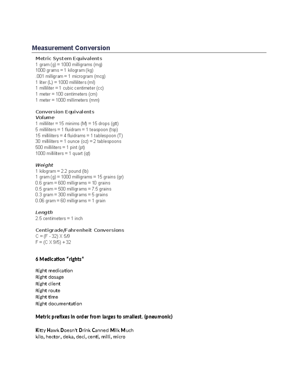 Measurement Conversion - Measurement Conversion Metric System ...