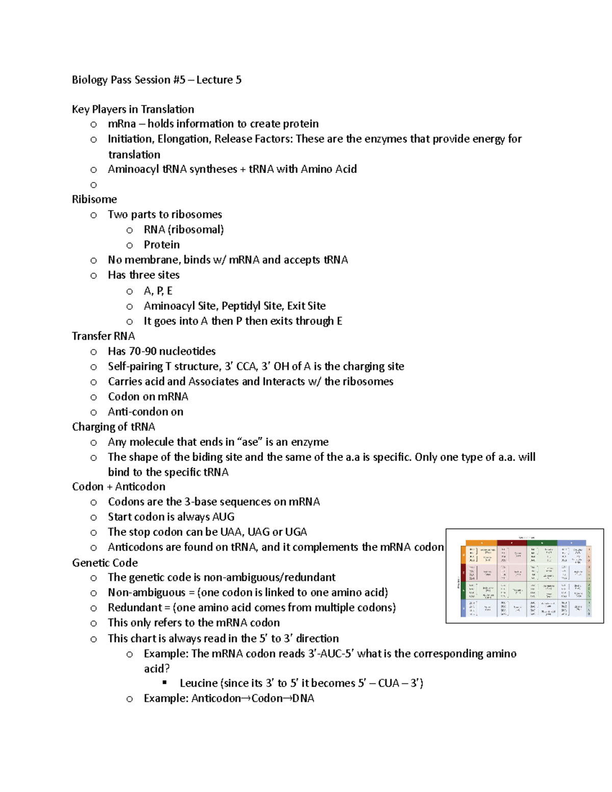 Biology Pass Session #5 Notes - Biology Pass Session #5 – Lecture 5 Key ...