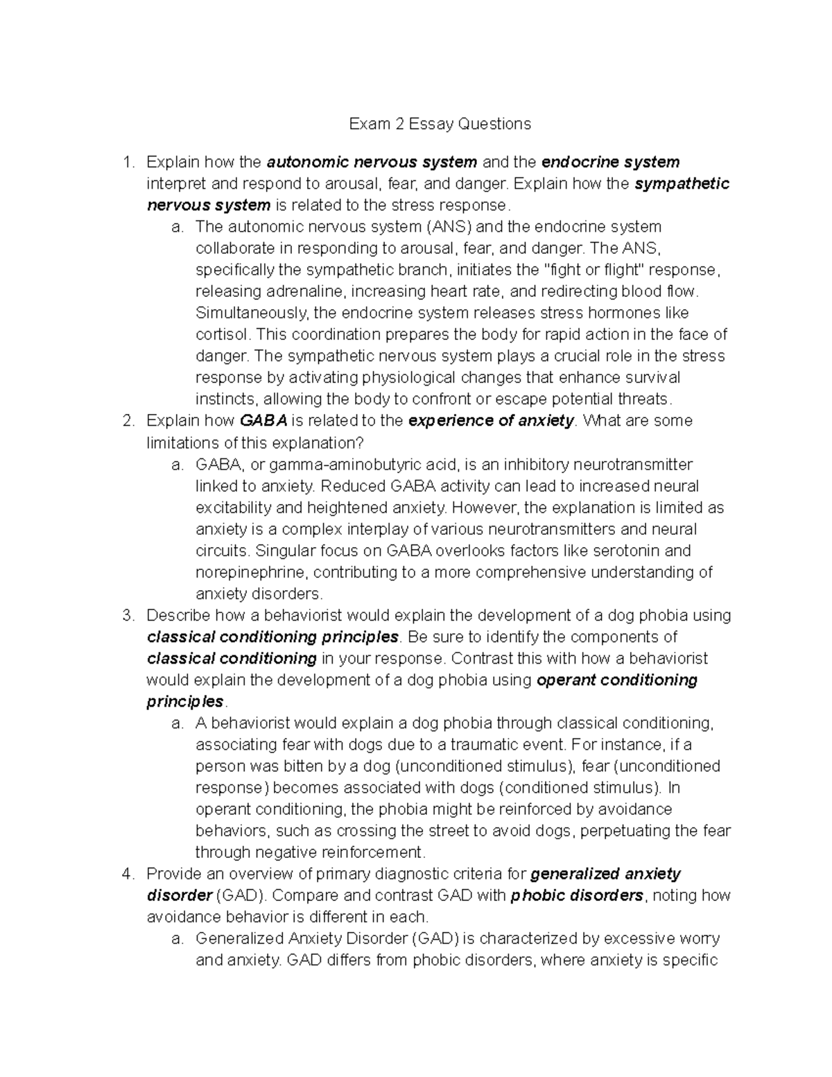 Exam 2 Essay Questions - Exam 2 Essay Questions Explain how the ...